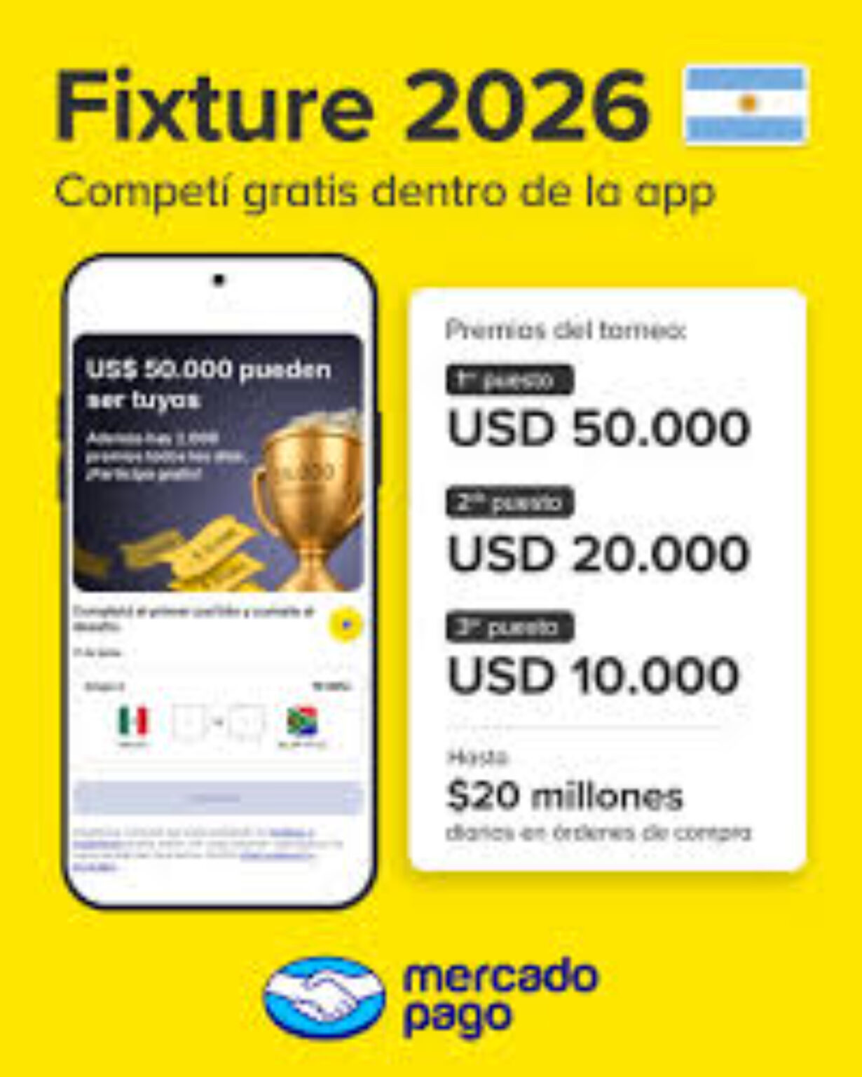 Mercado Pago presentó Fixture 2026 con $20 millones diarios y premios ...